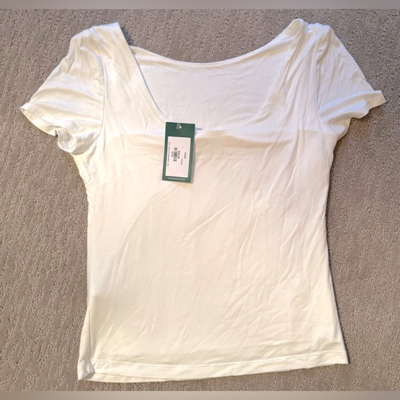 mahina | Tops | Nwt Mahina Fitted Short Sleeve Stretchy Ivorywhite Deep ...